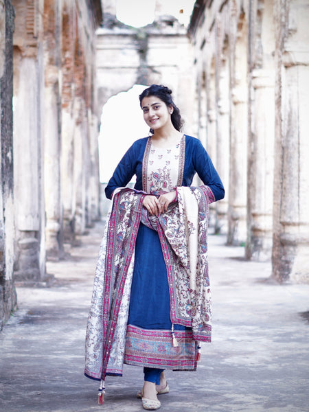 Heritage Blue Ready to Wear Anarkali Dress – Geetha Creation
